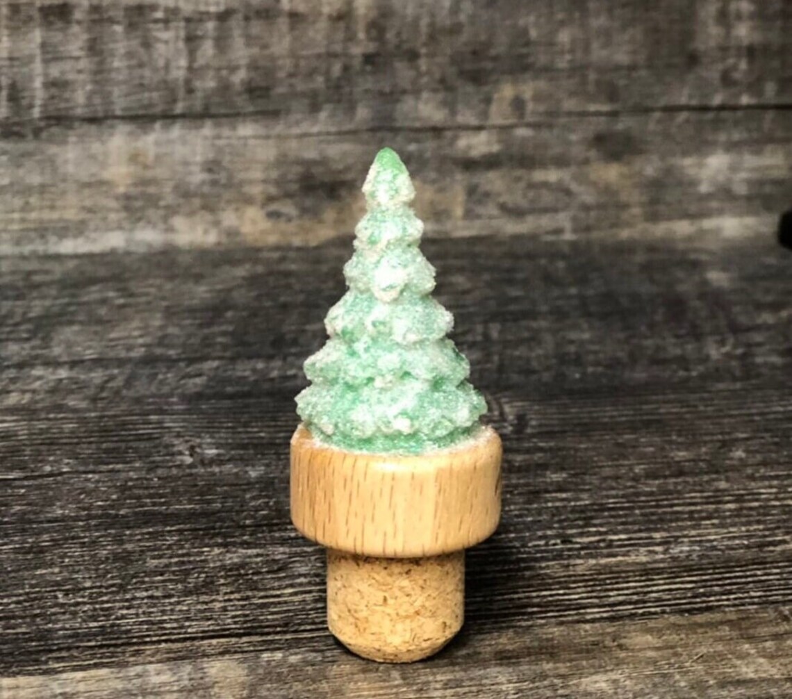 Christmas Tree Wine Stopper Glittered Elegant Holiday Gift - Etsy