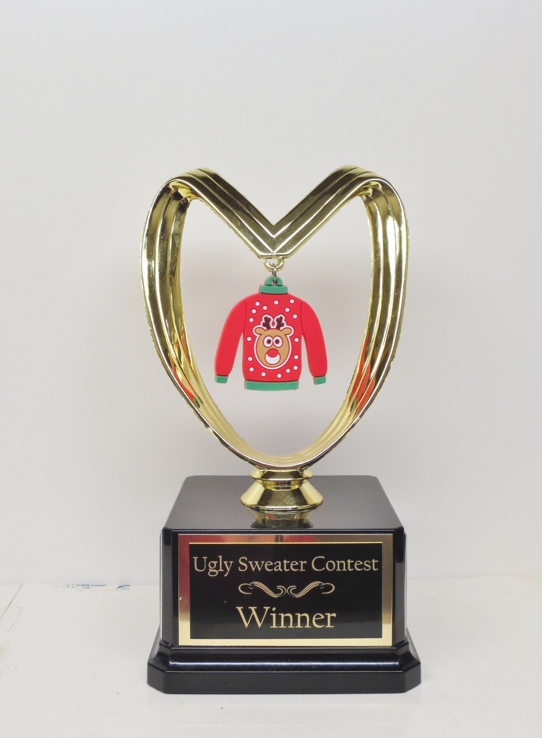 Ugly Sweater Trophy Contest Ugliest Reindeer Sweater Red Green Trophies ...