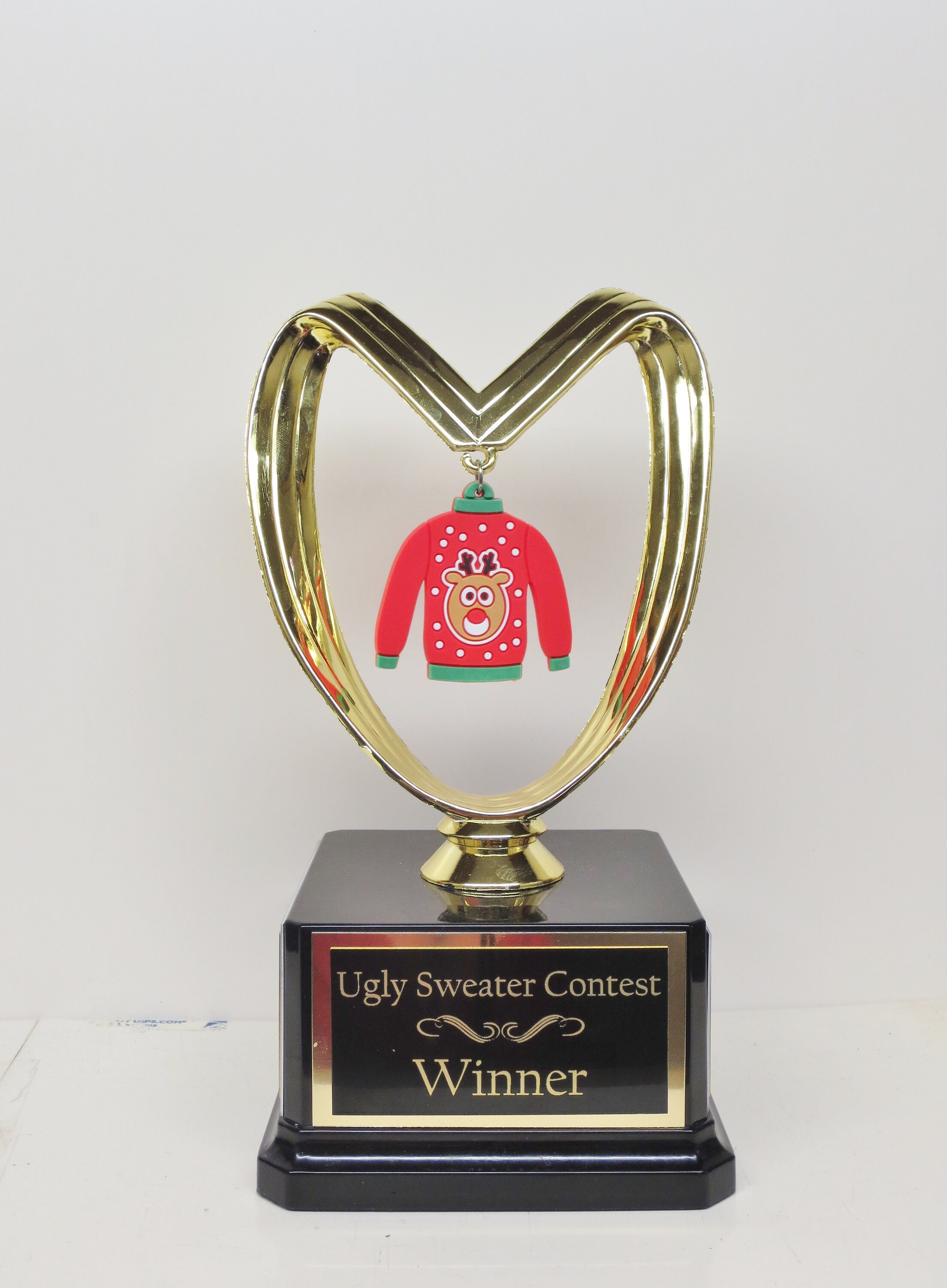Ugly Sweater Trophy Contest Ugliest Reindeer Sweater Red Green Trophies ...