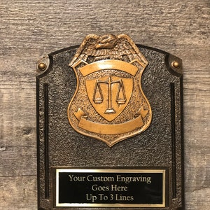 Police Policeman Trophy Plaque Top Cop Award Recognition Years of ...