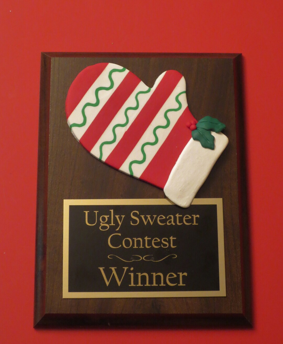 Ugly Ugliest Sweater Christmas Trophy Plaque Best Decorated Door Office ...