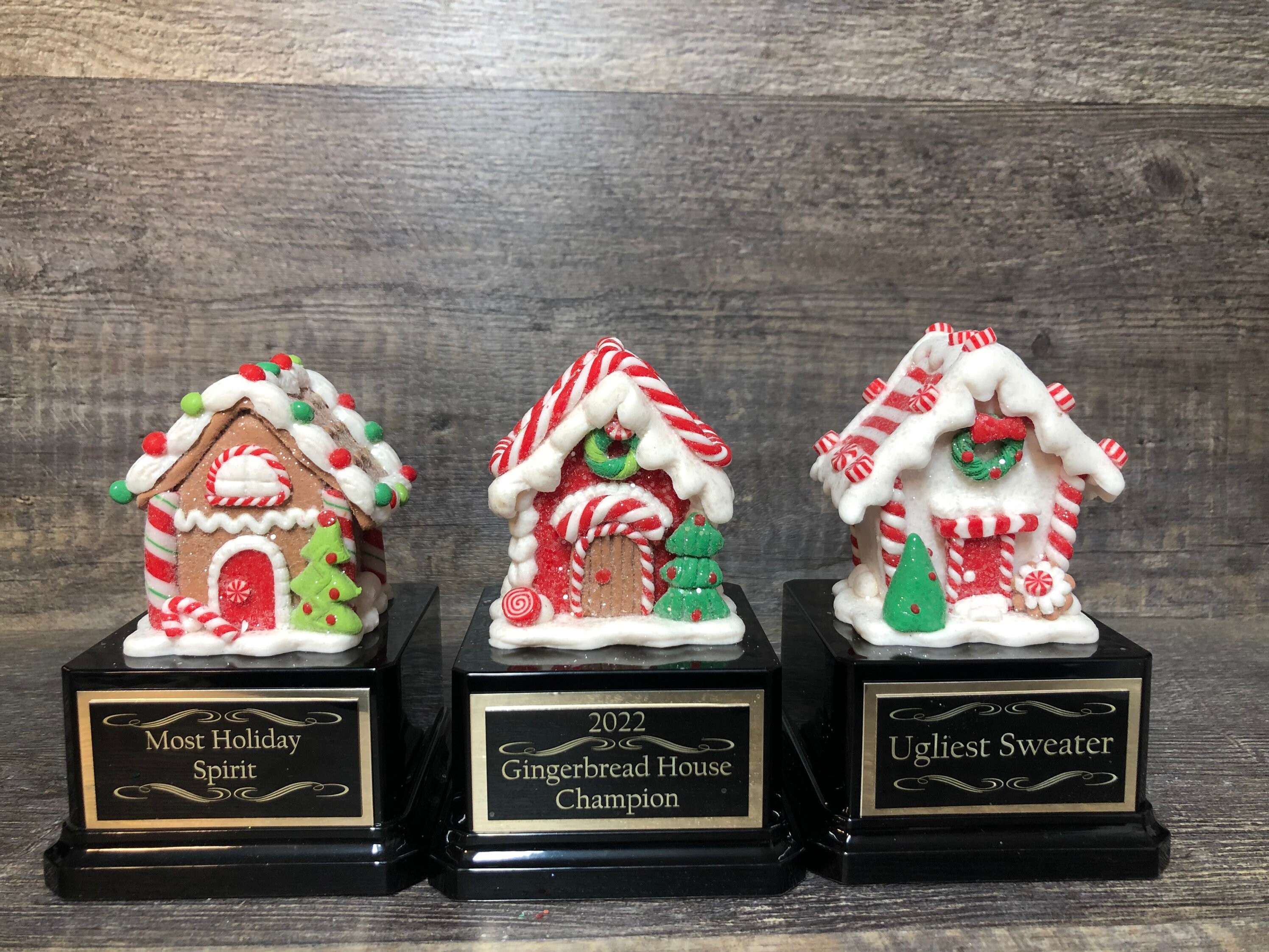 Gingerbread House Trophy Set of 3 Christmas Cookie Decorating Champion ...