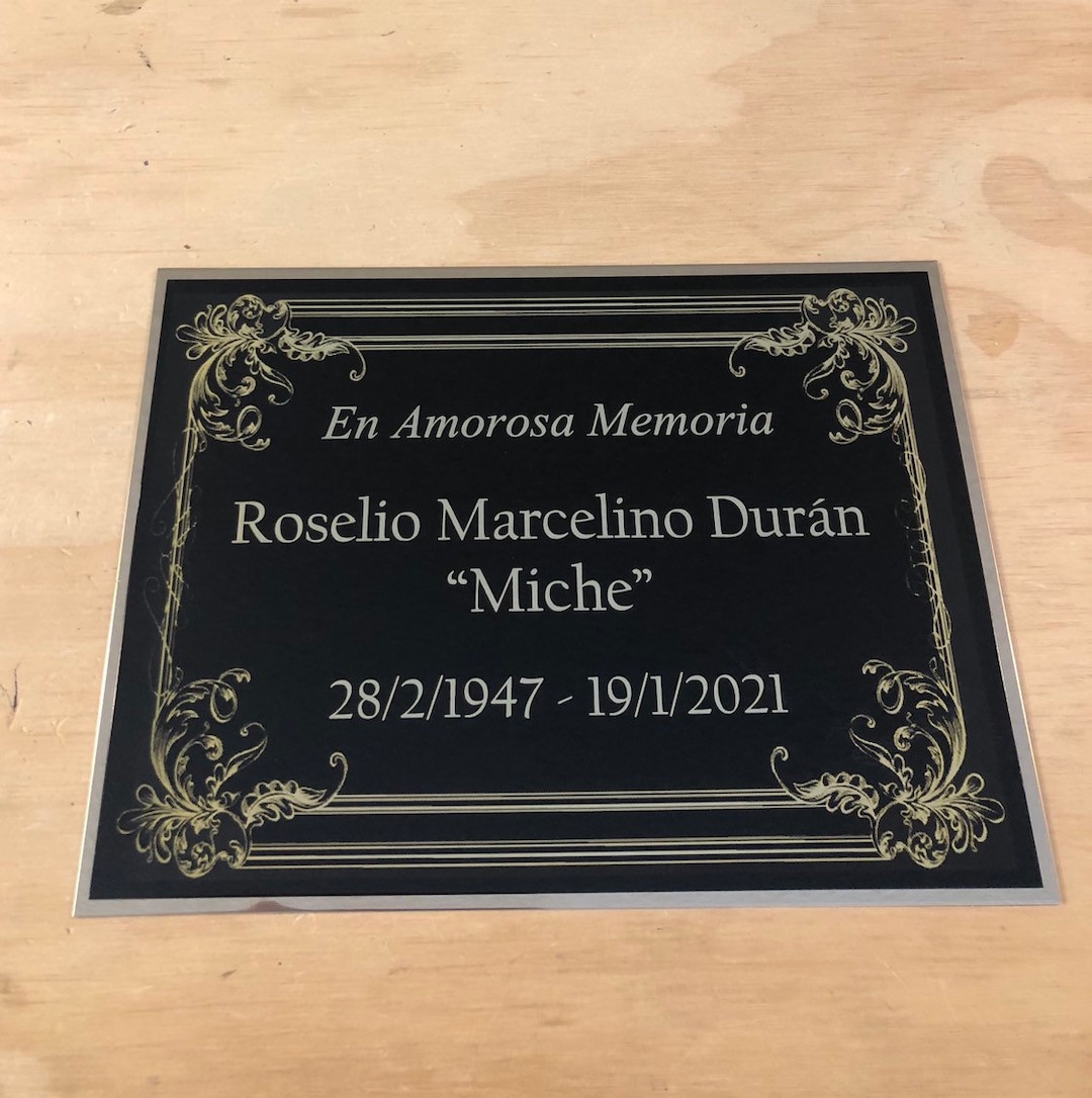 XL Memorial Urn Plaque Cremation Urn Name Plate 8 X 6" En Amorosa ...
