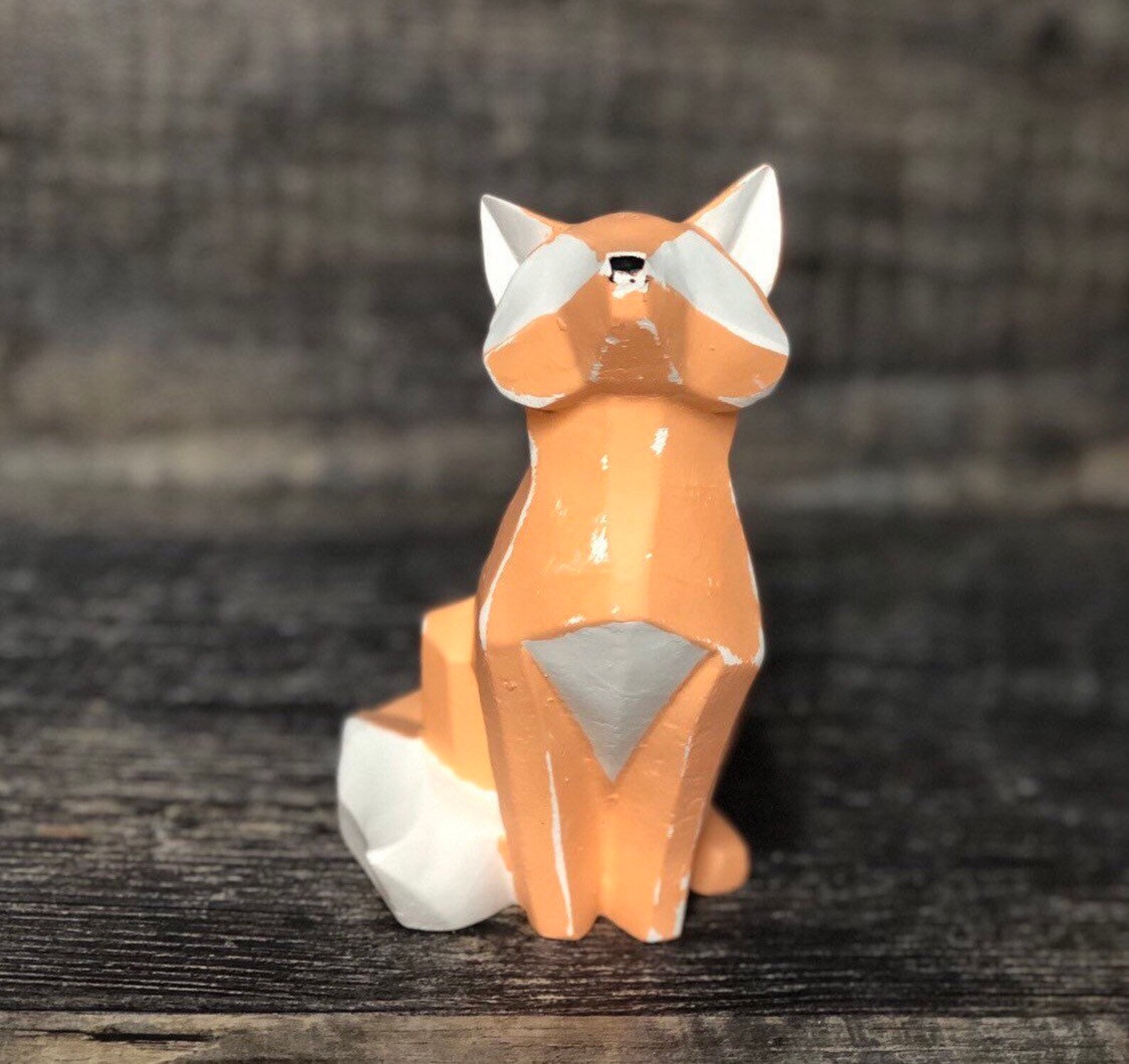 Fox Figurine Shabby Peach Fox Statue Rustic Farmhouse Decor | Etsy