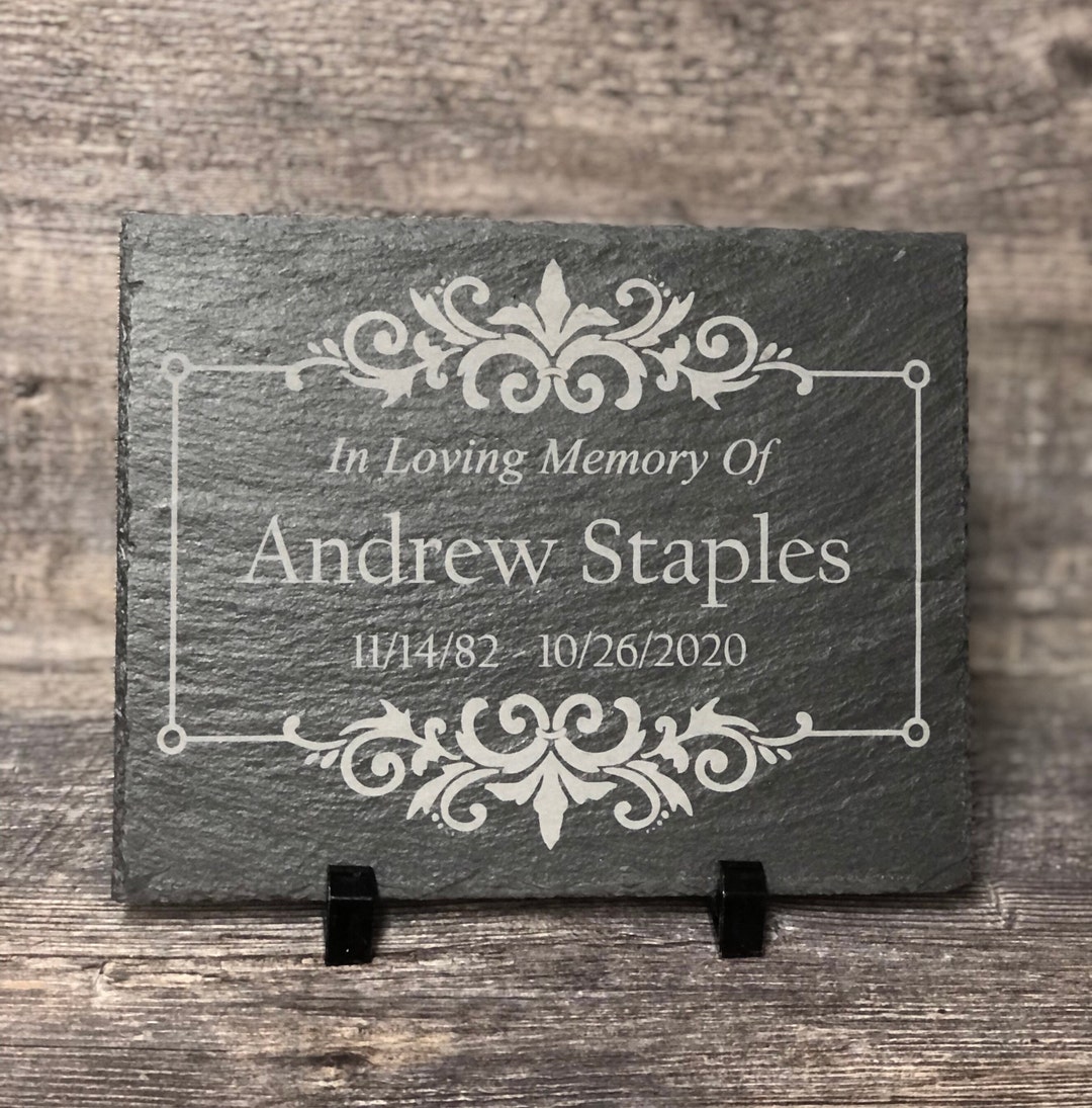 Memorial Stone Memory Stone Slate Remembrance Custom Engraved ORNATE ...