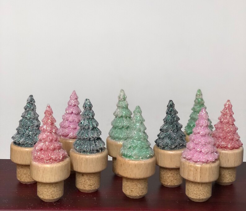 Christmas Tree Wine Stopper Glittered Elegant Holiday Gift - Etsy