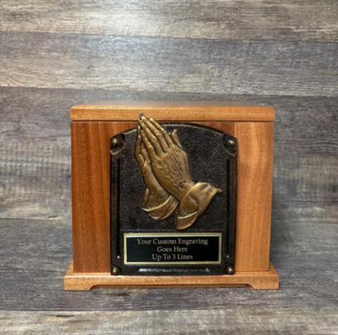 Praying Hand Religious MAHOGANY Urn Memorial Urn Religion Funeral ...