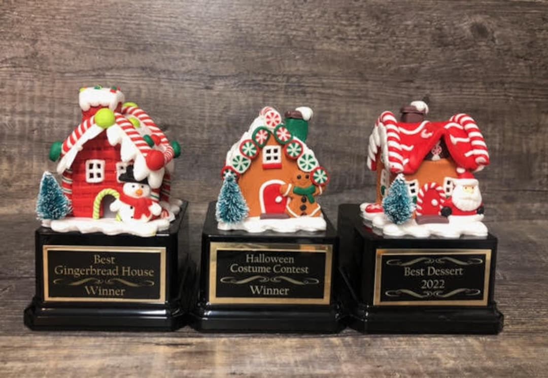 Gingerbread House Trophy Set of 3 Christmas Cookie Decorating Champion ...