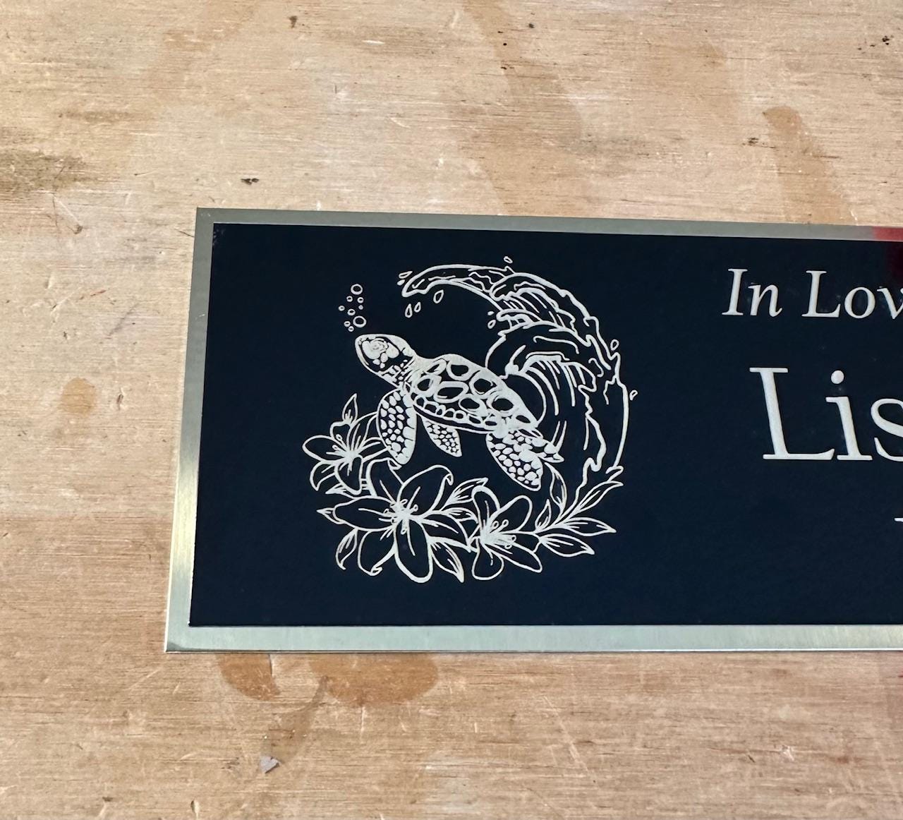 Sea Turtle BRASS Bench Plate Custom Engraved Beach Themed Memorial in ...