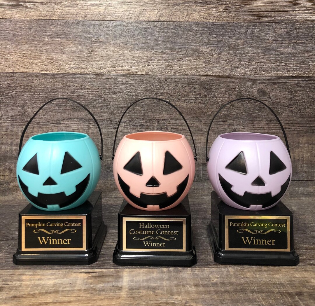 Halloween Trophy Trophies THREE Cute Pastel Pumpkin Carving Contest ...