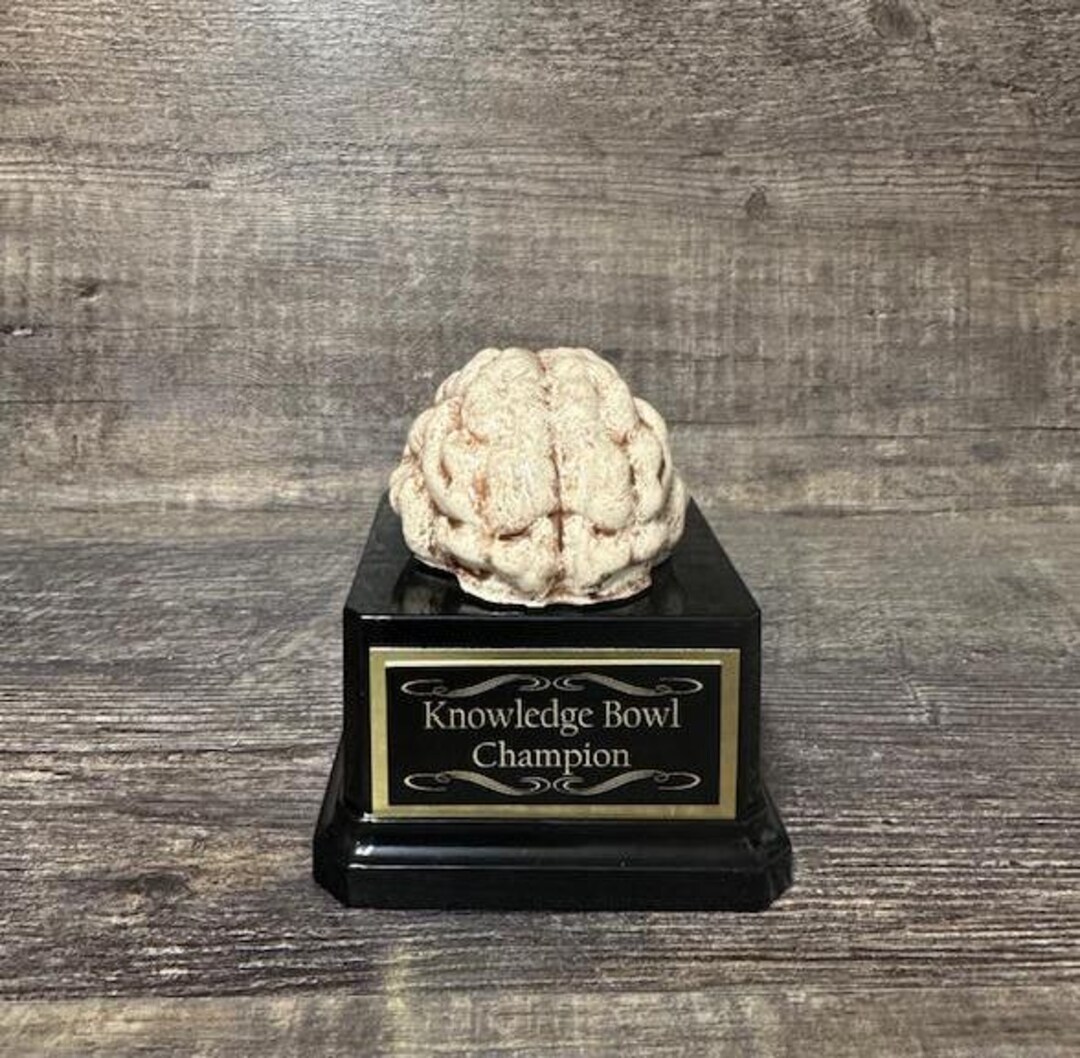 Brain Trophy Funny Trivia Night Trophy Knowledge Bowl Family Game Night ...