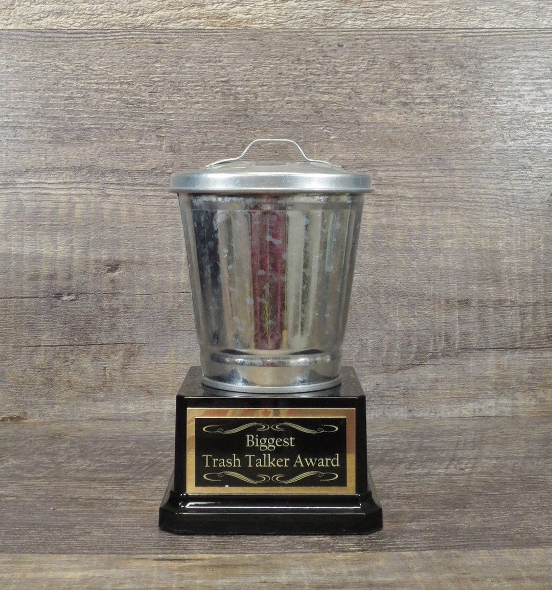 Trash Talker Trophy Award Galvanized Garbage Can Take Out the Trash ...