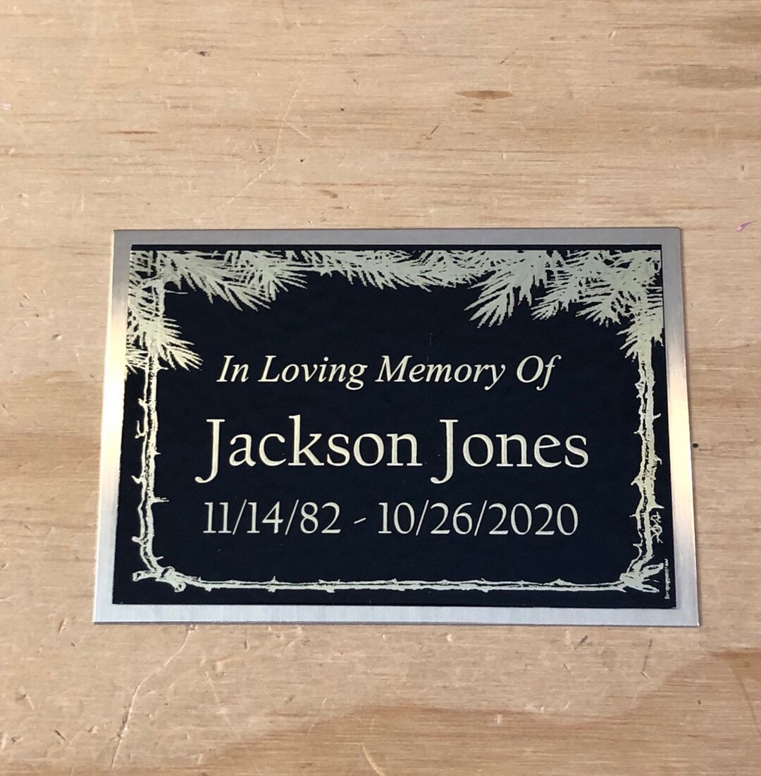 Custom Engraved Name Plate Cremation Urn PINE BRANCHES Memorial Urn Tag ...