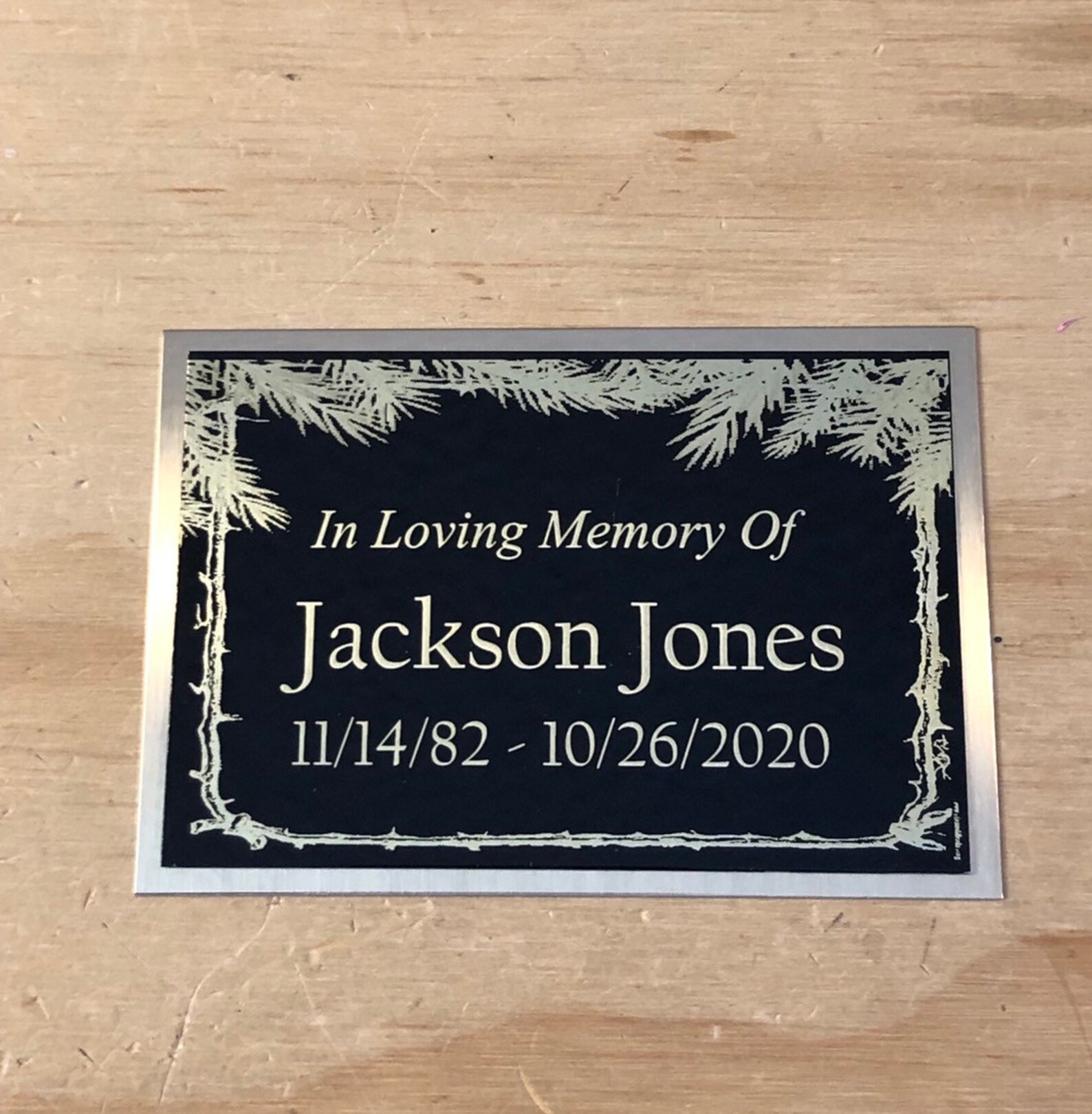 Custom Engraved Name Plate Cremation Urn PINE BRANCHES Memorial Urn Tag ...