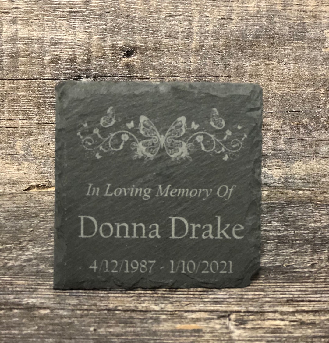 Memorial Stone Remembrance Memory Stone Slate Plaque Custom BUTTERFLY ...
