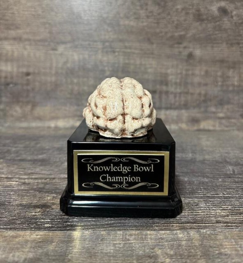 Funny Trivia Night Trophy Knowledge Bowl Brain Family Game Night Trophy ...