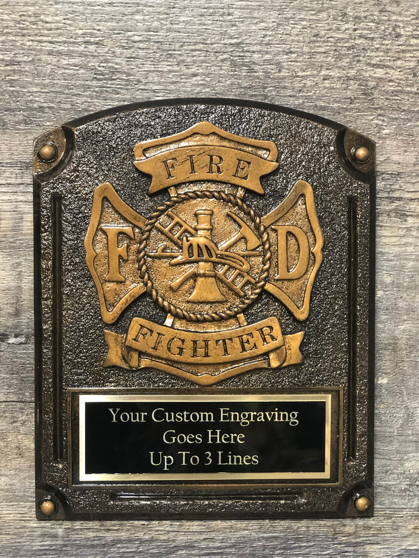 Fireman Trophy Plaque Fire Chief Award Recognition Years of - Etsy