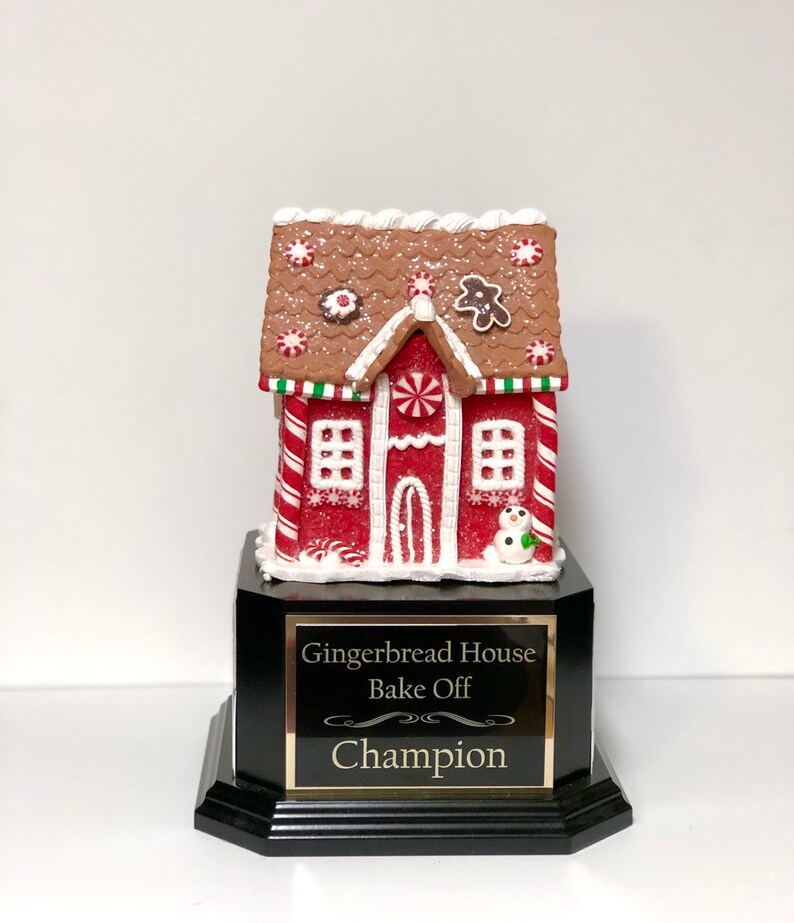 Gingerbread House Trophy Perpetual Christmas Cookie Decorating Bake off Ugly Sweater Trophy ...