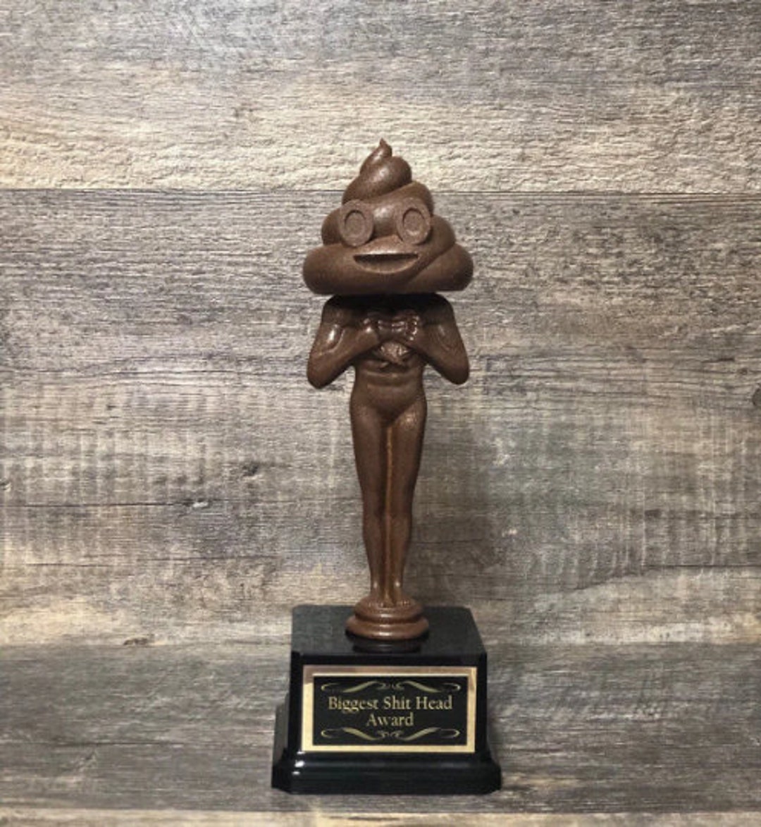 Funny Trophy Shit Head or Poop Head Award Full of Shit Fantasy Football ...