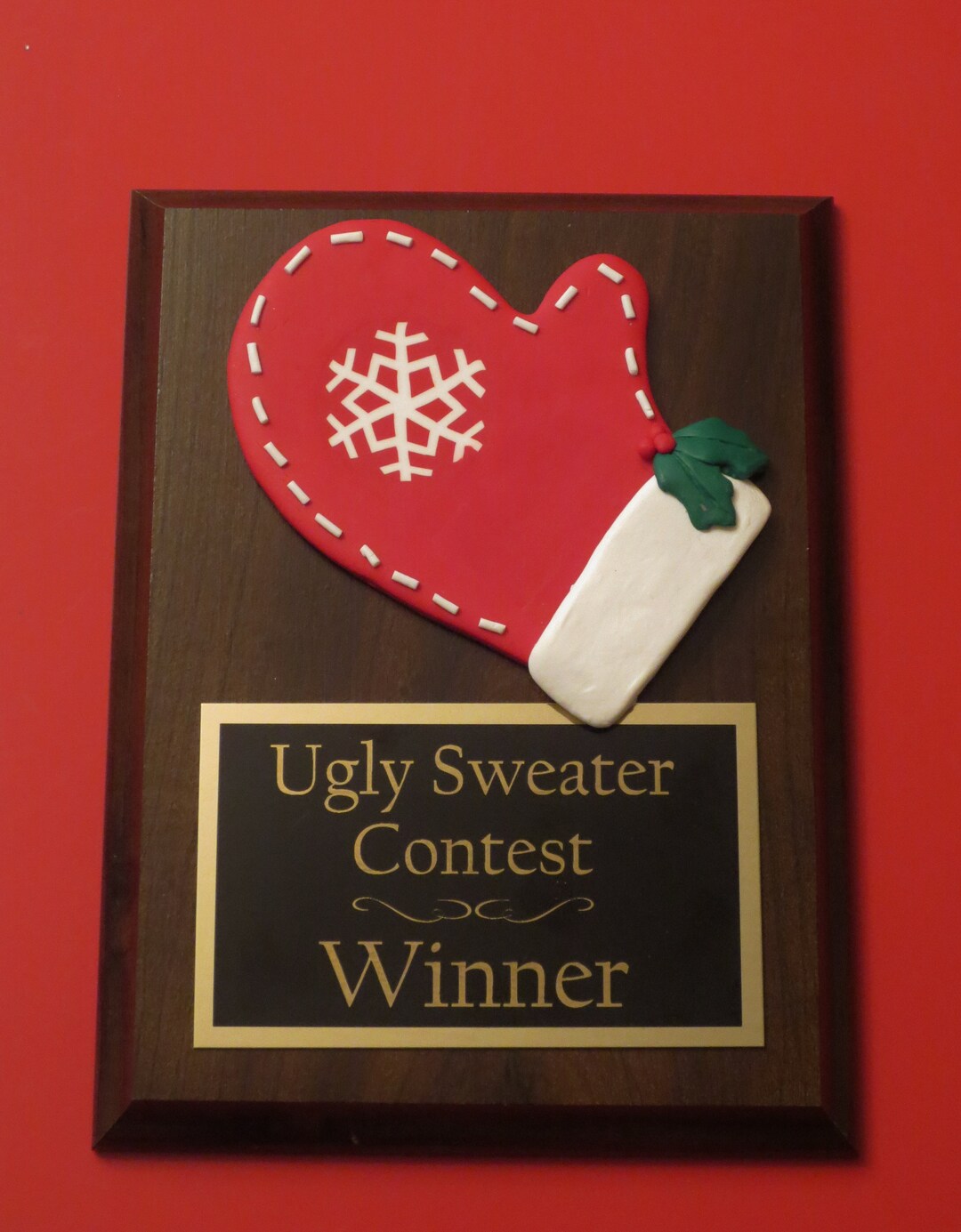 Ugliest Ugly Sweater Christmas Trophy Plaque Best Decorated Door Office ...
