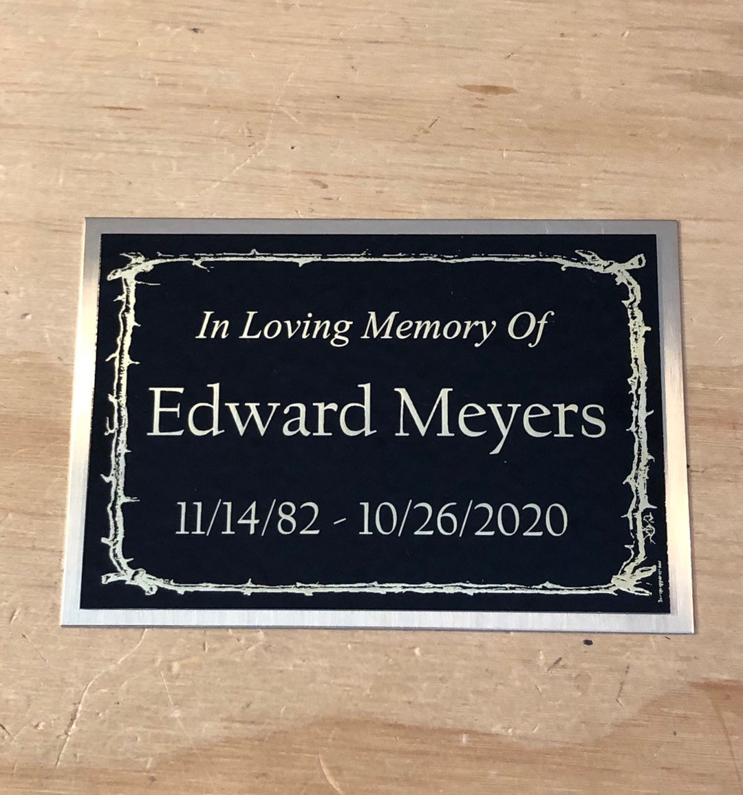 Custom Engraved Name Plate Cremation Urn RUSTIC Memorial Urn Tag Plaque ...