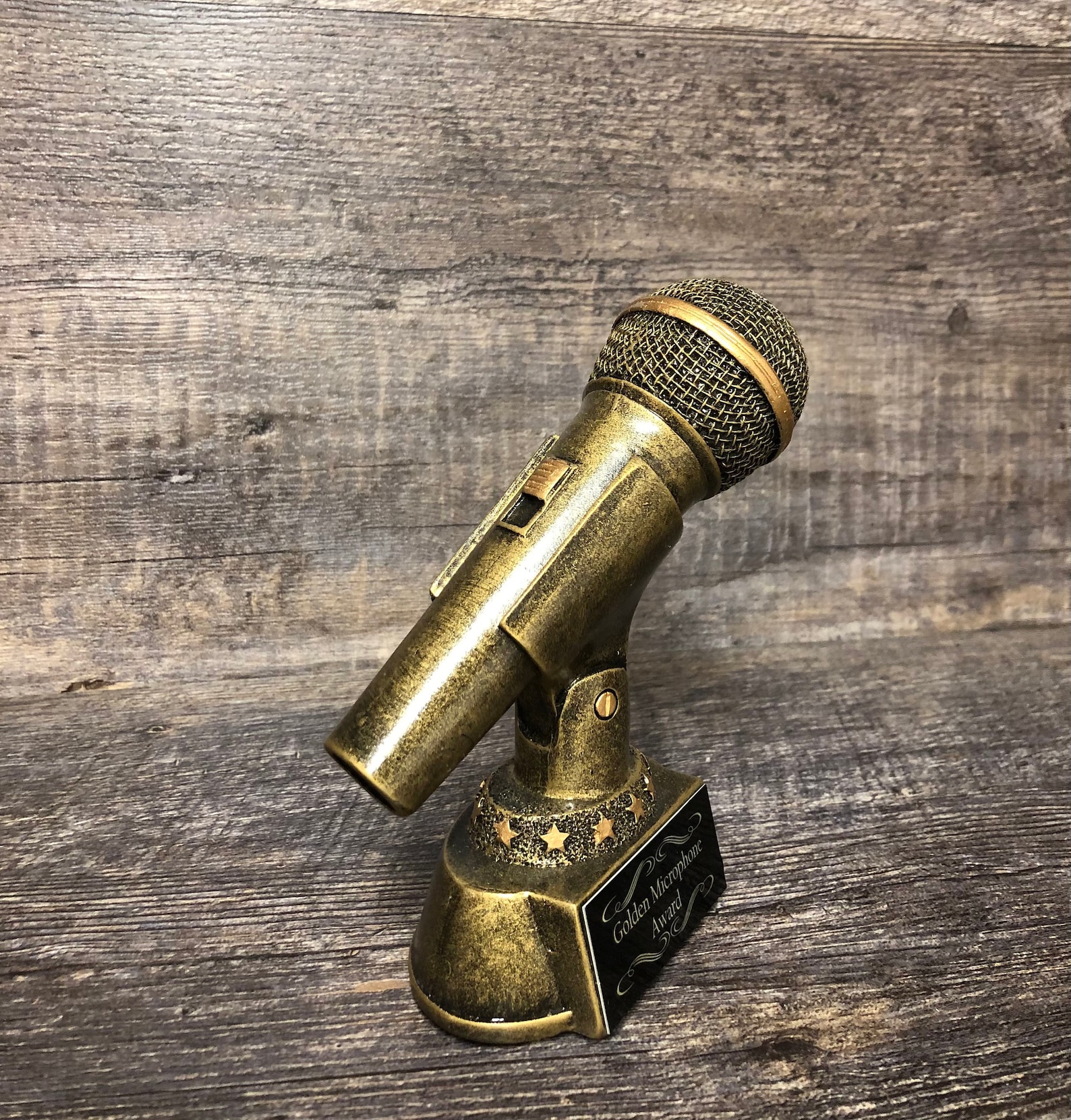GOLDEN MICROPHONE Trophy Karaoke Best Singer Award Funny Trophy Singing ...