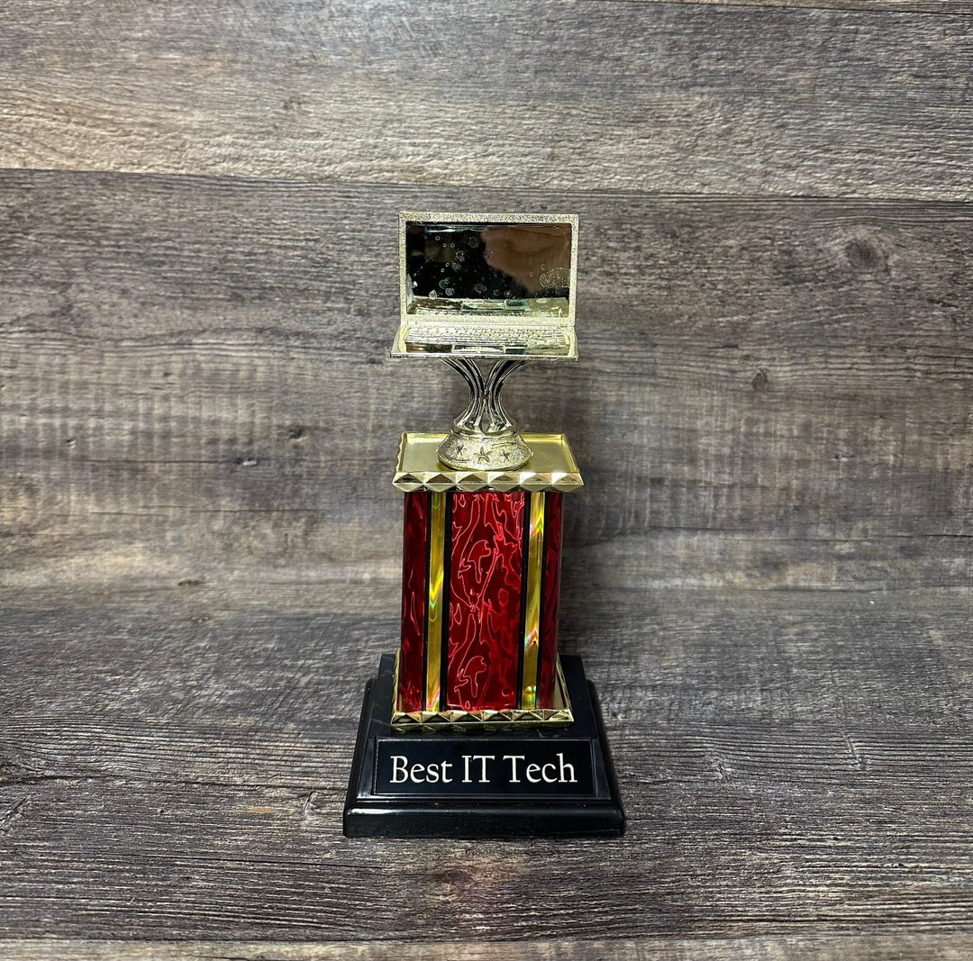 Funny Trophy Laptop Computer Best Gamer or IT Tech Award Computer ...