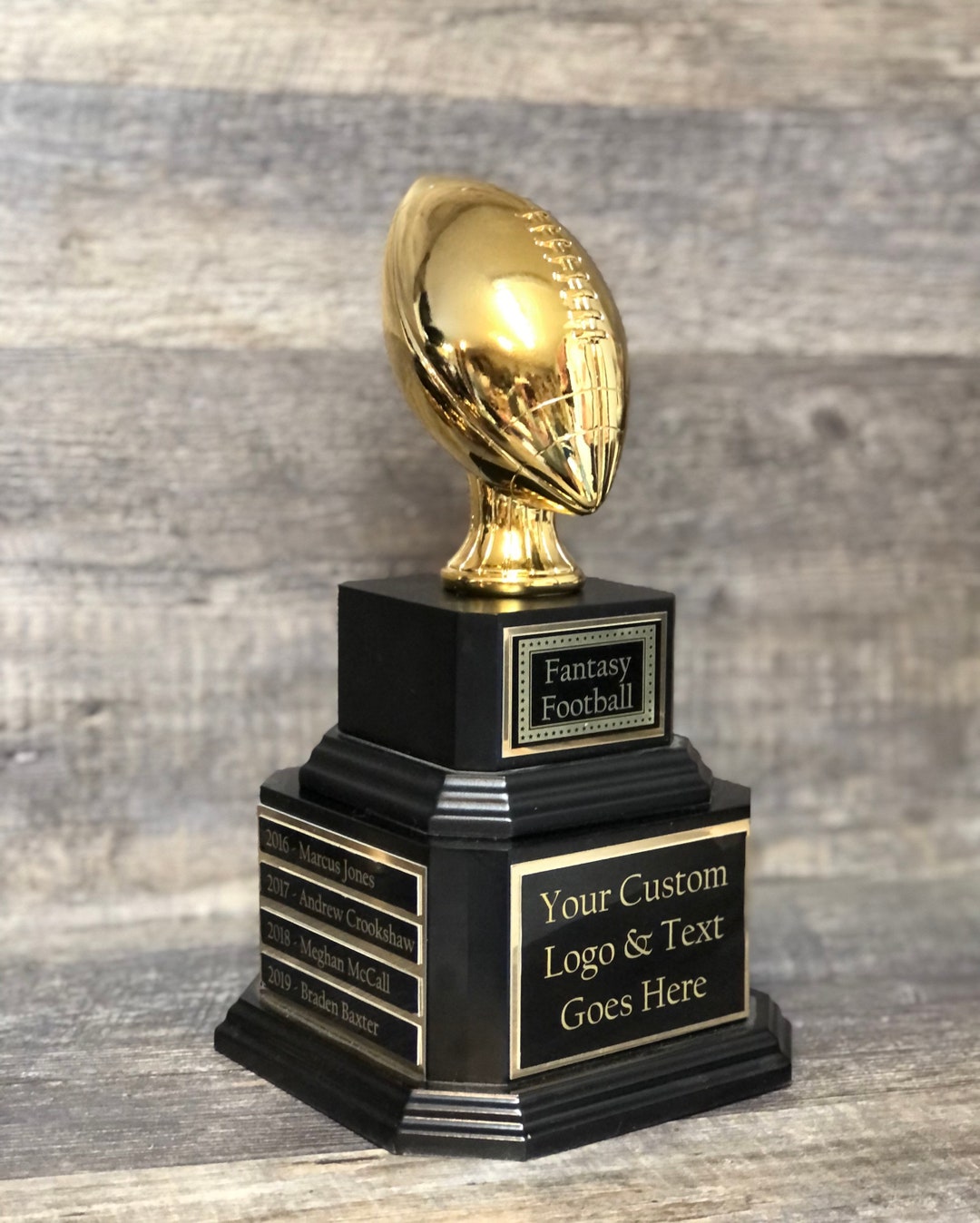 Fantasy Football League Perpetual Trophy FFL Trophy 12" Shiny Gold ...