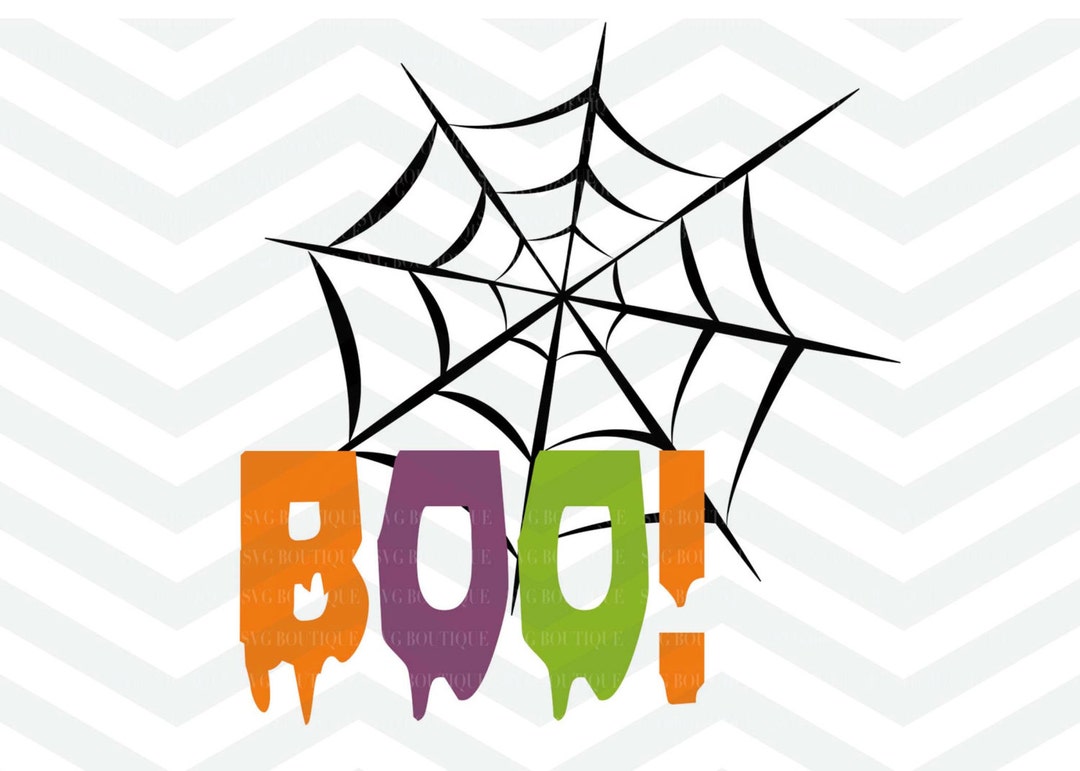 Halloween SVG File, Boo Cut File, Spider Web SVG, Spider PNG Clip Art ...