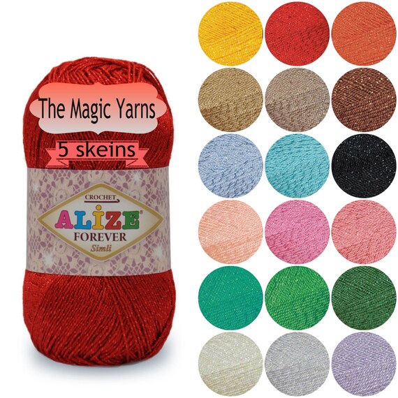 Alize FOREVER CROCHET Simli-set of 5 Skeinsmicrofiber Acrylic | Etsy