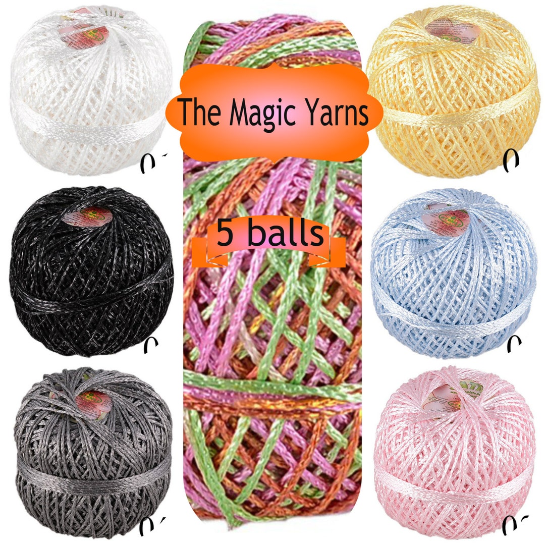 Viscose Yarnset of 5 Balls Viscose Crochet Thread Shining - Etsy