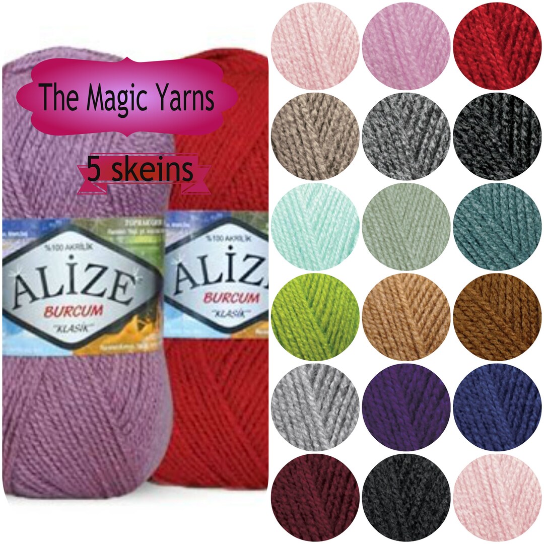 Alize BURCUM Classic-set of 5 Skeins,acrylic Yarn, Soft, Heavy Worsted ...