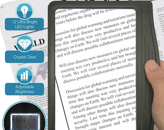 3X Large Page Magnifier With 12 Anti-glare Dimmable Leds provide More ...