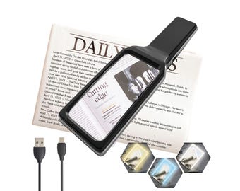 Rechargeable 3X Large Ultra Bright LED Page Magnifier With 12 Dimmable ...