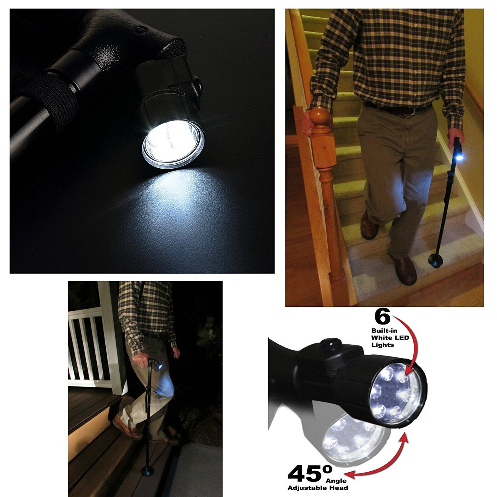 All Terrain Foldable Walking Cane With Bright LED Lights & 5 - Etsy