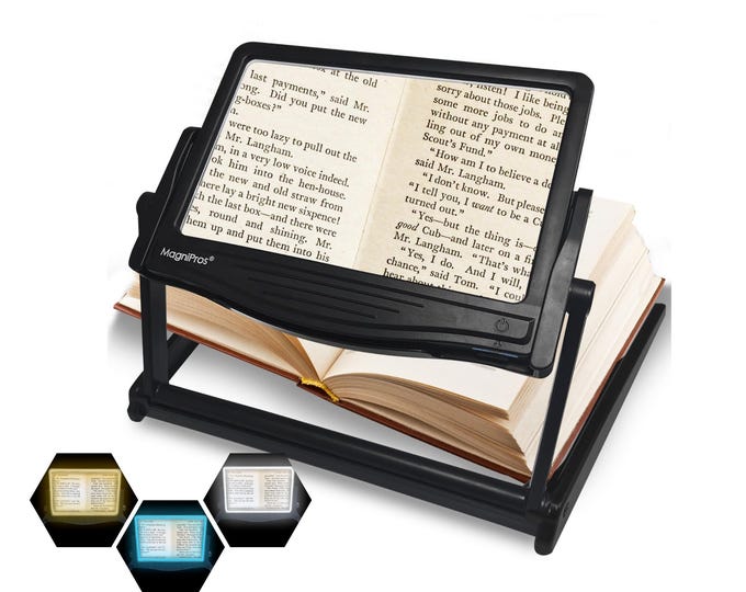 Rechargeable 3X Large Ultra Bright LED Page Magnifier With 12 Dimmable ...