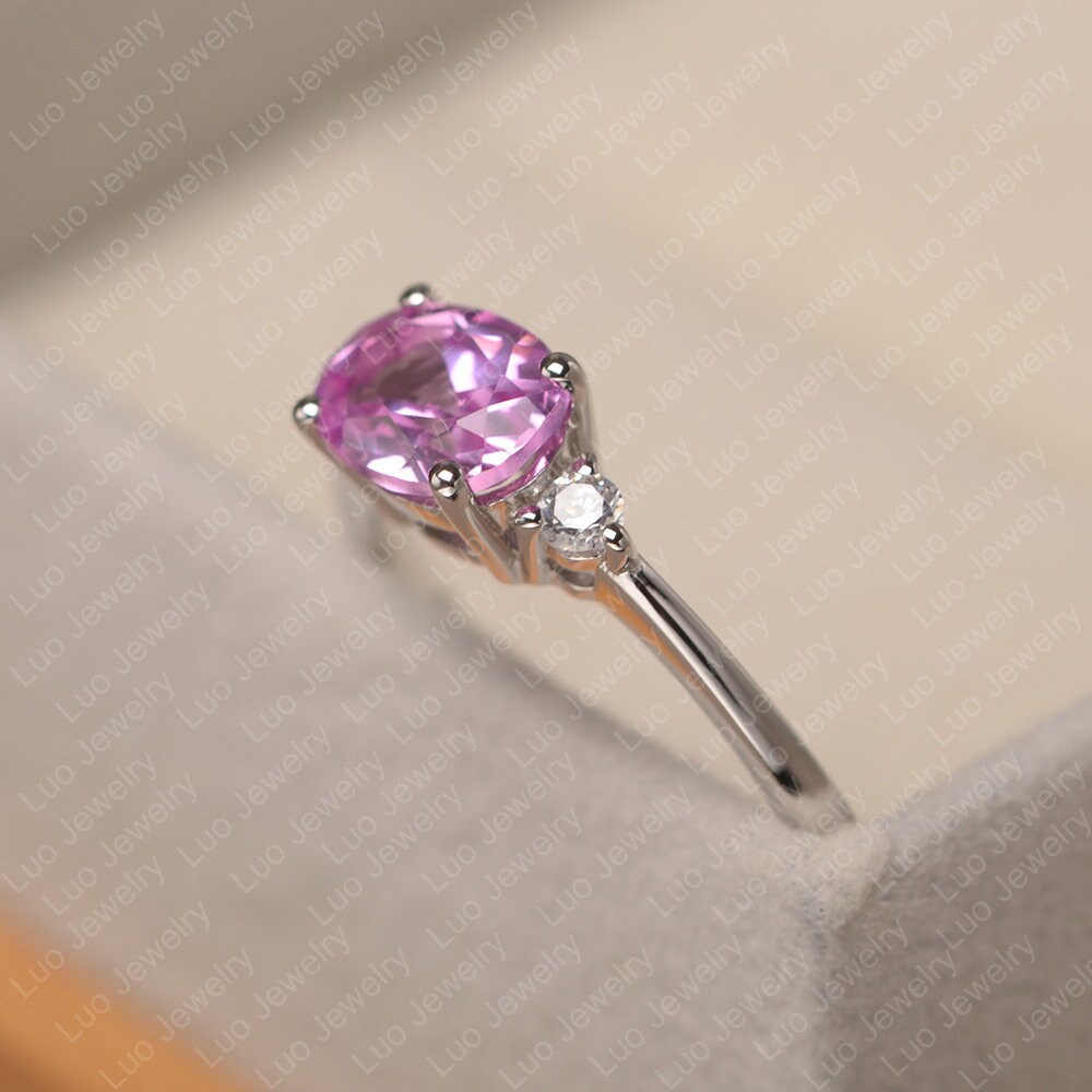 Lab Pink Sapphire Ring Sterling Silver Wedding Ring for - Etsy