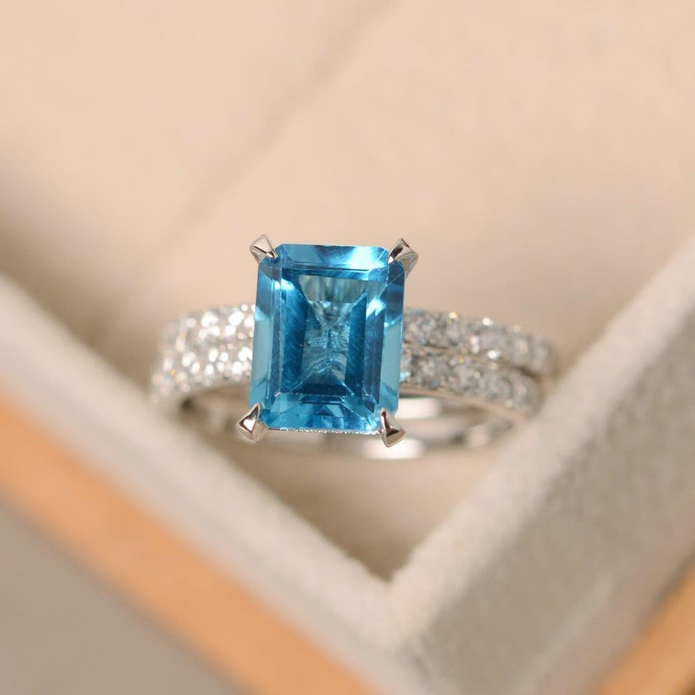 Swiss Blue Topaz Ring, Engagement Ring, Blue Gemstone Topaz Ring ...