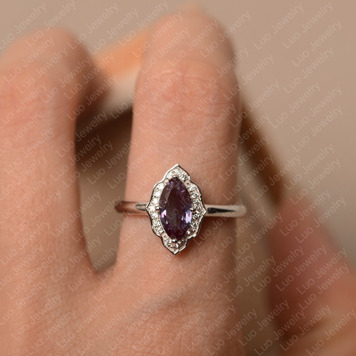 Lab Alexandrite Ring White Gold Marquise Cut Engagement - Etsy