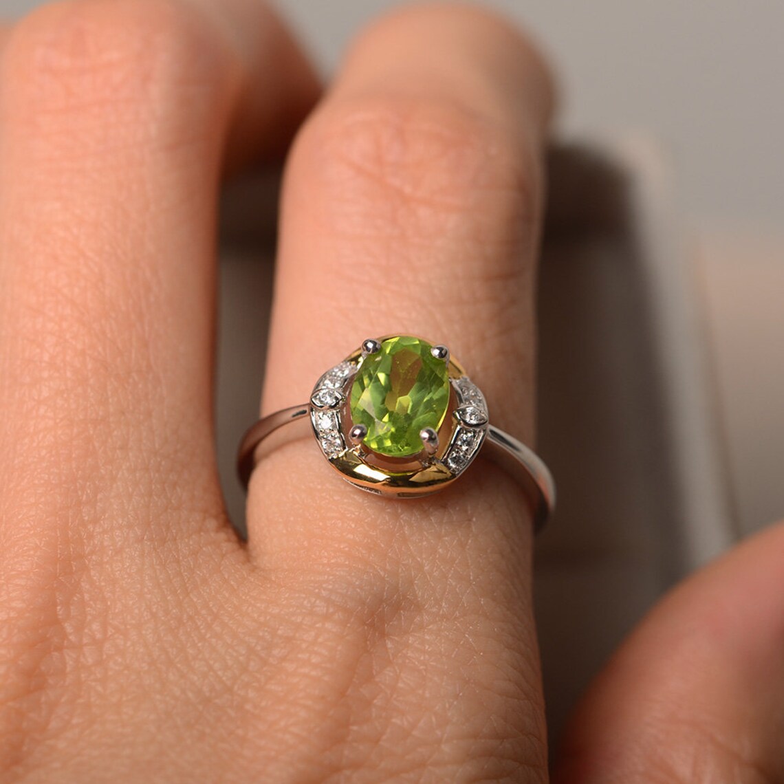 Oval Peridot Ring Promise Ring Gold Yellow Gold Sterling - Etsy