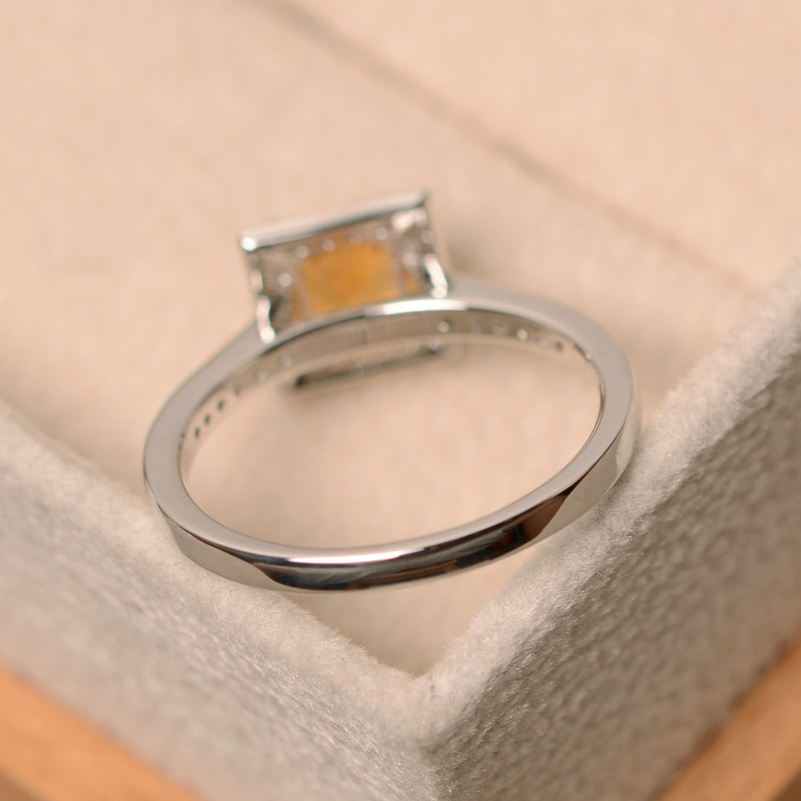 Citrine Ring Square Cut Ring Natural Citrine Yellow Quartz - Etsy