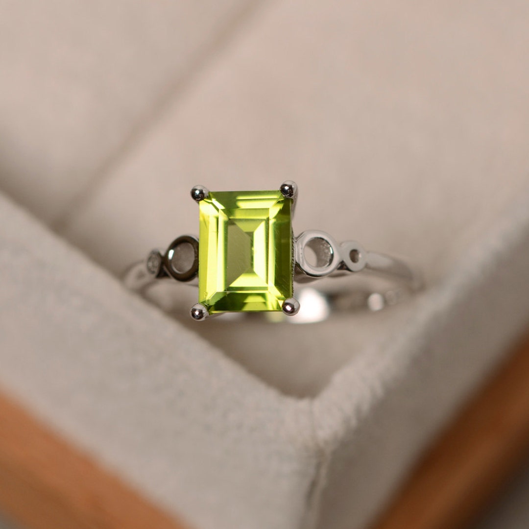 Peridot Ring, Sterling Silver, Solitaire Ring, Natural Peridot, August ...