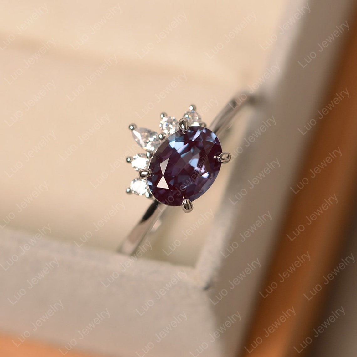 Lab Alexandrite Ring Anniversary Ring Sterling Silver Oval | Etsy