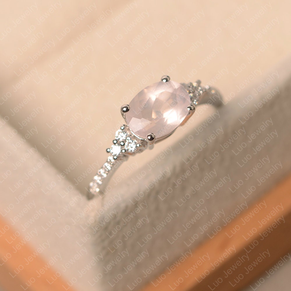 Pink Quartz Ring White Gold Engagement Ring for Women Pink - Etsy