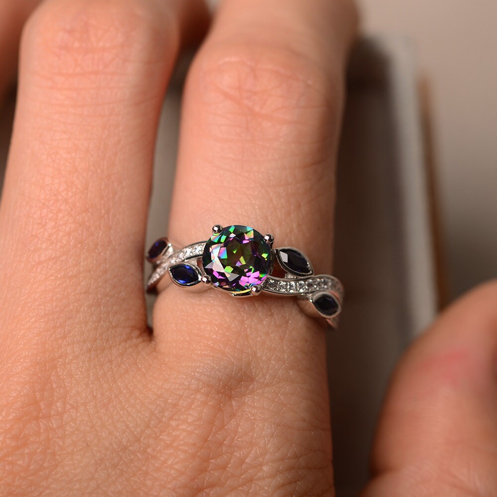 Mystic Topaz Ring Rainbow Topaz Sterling Silver Engagement Etsy