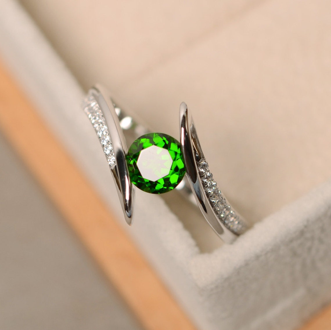 Diopside Ring Chrome Diopside Sterling Silver Wedding Ring - Etsy