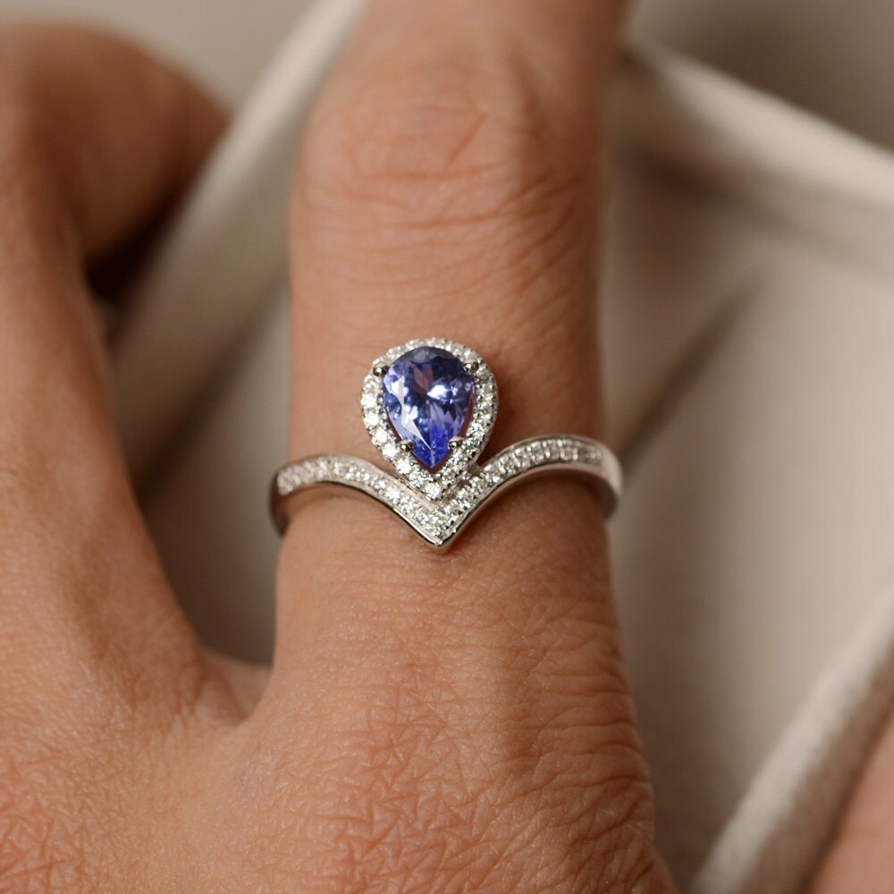 Tanzanite Ring Pear Cut Engagement Ring Tanzanite - Etsy