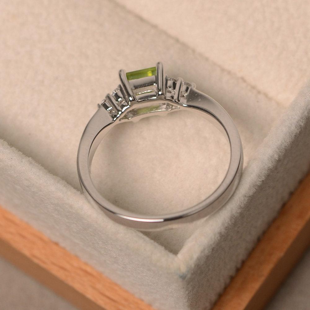 Natural Peridot Ring, Square Cut, Engagement, Promise Ring, August ...