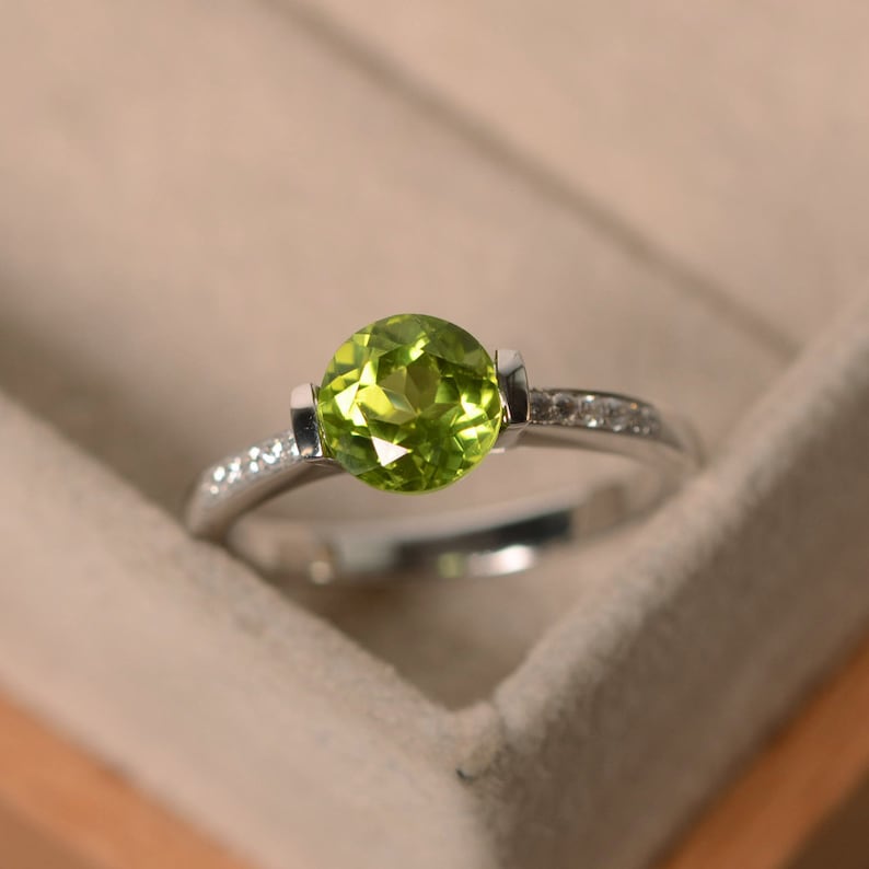 Natural Peridot Ring August Birthstone Sterling Silver - Etsy