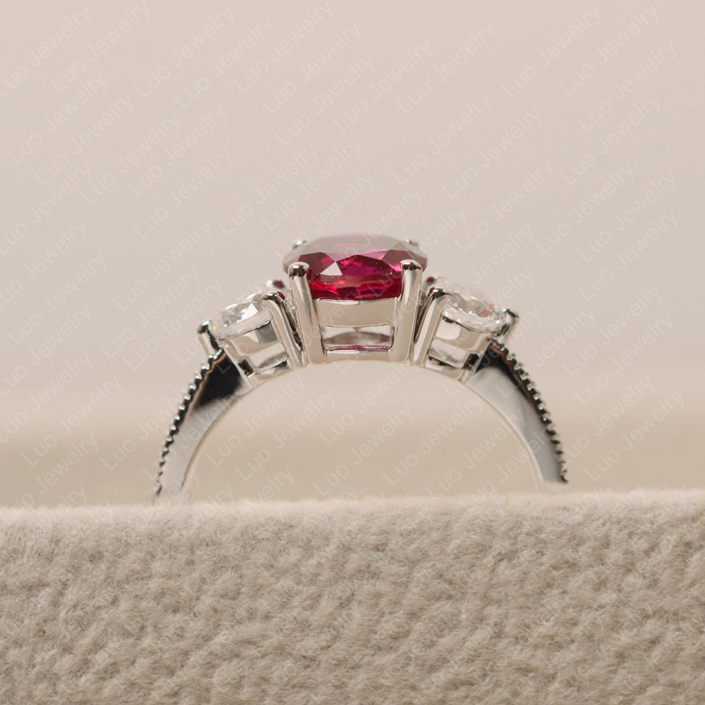 Red Ruby Ring Sterling Silver Engagement Ring for Women - Etsy